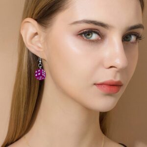 Just Follow 8 Pairs 3D Dice Earrings Funny Weird Earrings Aesthetic Cool Quirky Cute Kawaii Drop Dangle Earrings Costume for Women (8 Pairs)