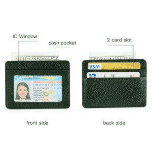 EASTNIGHTS Credit Card Holder Slim Wallet Leather Minimalist Wallet with ID Window (Green)