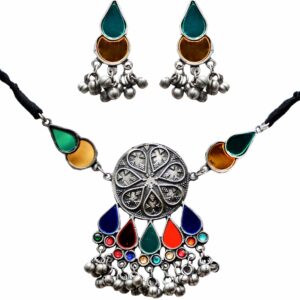 Indian Afghani Silver Oxidized Ethnic Boho Gypsy Tribal Statement Choker Necklace Jewelry