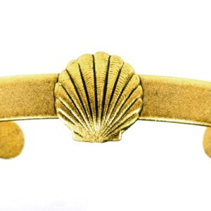 Elaine Coyne Collectible Artwear Antiqued Gold Solid Brass Scallop Shell Cuff Bracelet