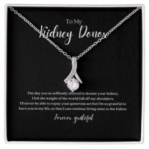 transplant gifts kidney donor ribbon pendant gratitude necklace with message card in standard two tone gift box