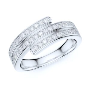 prstani 7.5mm wide sterling silver triplex row simulated round brilliant cut diamonds unisex wedding ring (5.5)