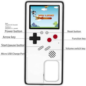 KJArrow Gameboy Case for Samsung Galaxy S22 Ultra - 36 Built-in Games, Slim Fit, PC+TPU, White