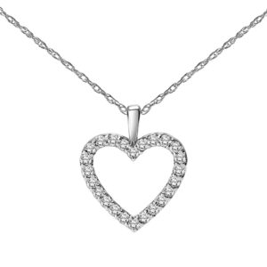 brilliant expressions 10k white gold 1/2 cttw conflict free diamond open heart pendant necklace (i-j color, i2-i3 clarity), 18-inch chain