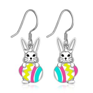 easter earrings for women easter bunny earrings egg dangle sterling silver easter bunnies gifts