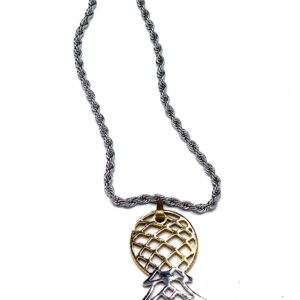 Partners ID Upside Down Pineapple Charm Necklace Chain, Durable Stainless Steel, 18" Silver Rope