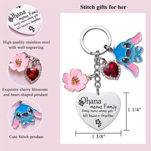 Stitch Gifts Cute Keychains Ohana Means Family Friendship Gift Stich Stuff Ornament Heart Keychain Birthday Present