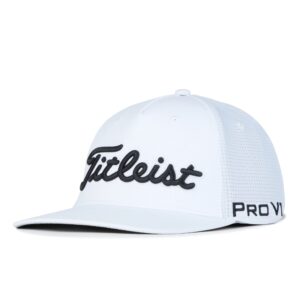 titleist men's tour stretch tech golf hat white/black m/l