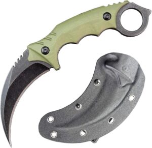 gtkii gtk111 claw knife d2 steel blade non-slip g10 handle fixed blade knife with kydex sheath for outdoor camping hunting edc tool(army green)