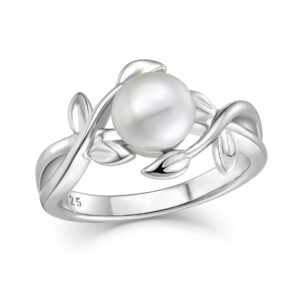 starchenie pearl rings with leaf infinity ring for women sterling silver,twisted ring size8