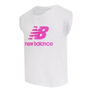 new balance girl's core top (big kids) white sm (7-8 big kid)