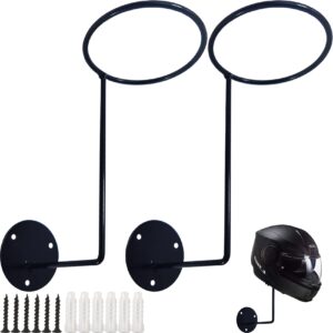 gxxmei 2pcs motorcycle accessories helmet holder, metal stand wall mounted hanger rack for jacket,coats,hats,dancing masks,ball back for basketball,football,volleyball