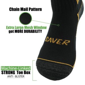 SAVER Men's Hiking & Trekking Cotton Crew Socks with Dri-Tech Moisture Wicking Control - Blisster Resistance Cousion - 4 Pairs