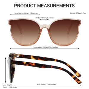 LYZOIT Round Sunglasses for Women Fashion Vintage Small Faces Shades Cute Trendy Teen Girls Flat Top Sun glasses Tortoise Shell Brown