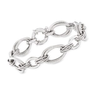 ross-simons italian sterling silver multi-oval link bracelet. 8 inches