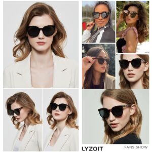 LYZOIT Round Sunglasses for Women Fashion Vintage Small Faces Shades Cute Trendy Teen Girls Flat Top Sun glasses Tortoise Shell Brown