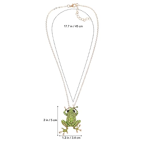 VALICLUD 3D Green Frog Necklace for Women Crystal Frog Jewelry Frog Brooch with Golden Chain Alloy Frog Stuff Animal Frog Jewelry Frogs Charm ( 5. 2 X 3. 2cm/ 2. 0 X 1. 3inch )