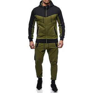 marine royal track suits for men set full zip sweatsuit outdoor jogging men tracksuits (xl, army green)