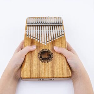 Hauoli Kalimba 17 Keys Thumb Piano with Protective Bag, Tuning Hammer and Study Instruction Artisan Newly Designed Mbira (Sandalwood)