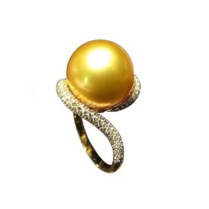 usigong natural nanyang women gold pearl ring 12-13mm aaaa fresh water 925 sterling silver cultured pearl ring engagement ring, birthday gift ring, diamond ring