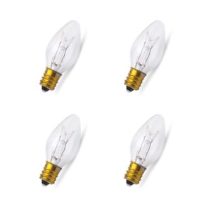 lumenivo 7 watt night light bulbs for electric window candle lamps, salt lamps, christmas villages, and chandeliers e12 candelabra base c7 light bulbs - clear – 120v - 4 pack