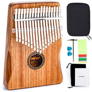 hauoli kalimba 17 keys thumb piano with protective bag, tuning hammer and study instruction artisan newly designed mbira (sandalwood)