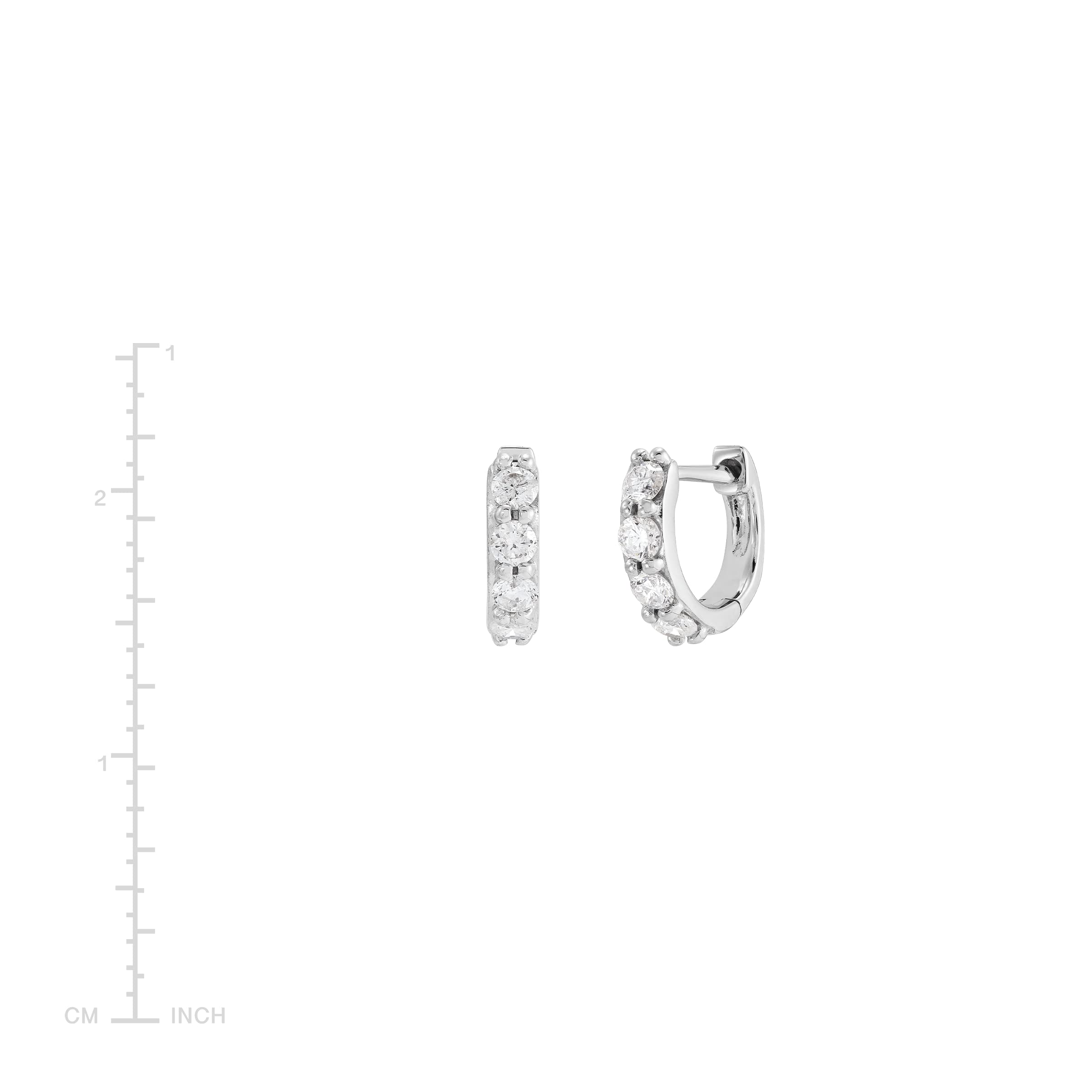 Welry 1/5 cttw Diamond 7mm Huggie Hoop Earrings in 10K White Gold