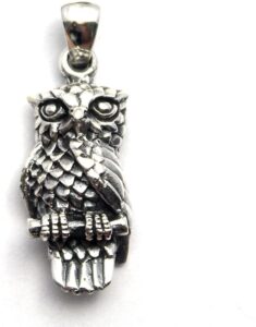 cosumosu owl 925 sterling silver animal mexican pendant (small large) (large)