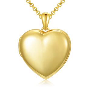 soulmeet 18k gold plated silver minimalist style blank heart locket necklace that holds pictures photos locket necklace (locket only)