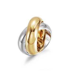 wistic two-tone cross chunky bands statement rings for women and men infinity interlocked rolling criss cross rings cocktail enhancer finger adult jewelry (two tone, 8)