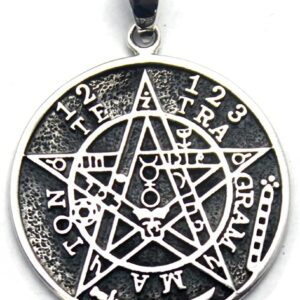 COSUMOSU 925 Sterling Silver tetragrammaton Pentacle Star Pendant Charm Eliphas Levi's Pentagram, Snake, smoke, Flower (Tetragrammaton L)