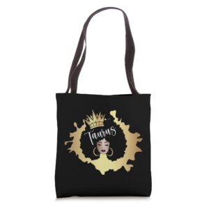 african american taurus zodiac tote bag