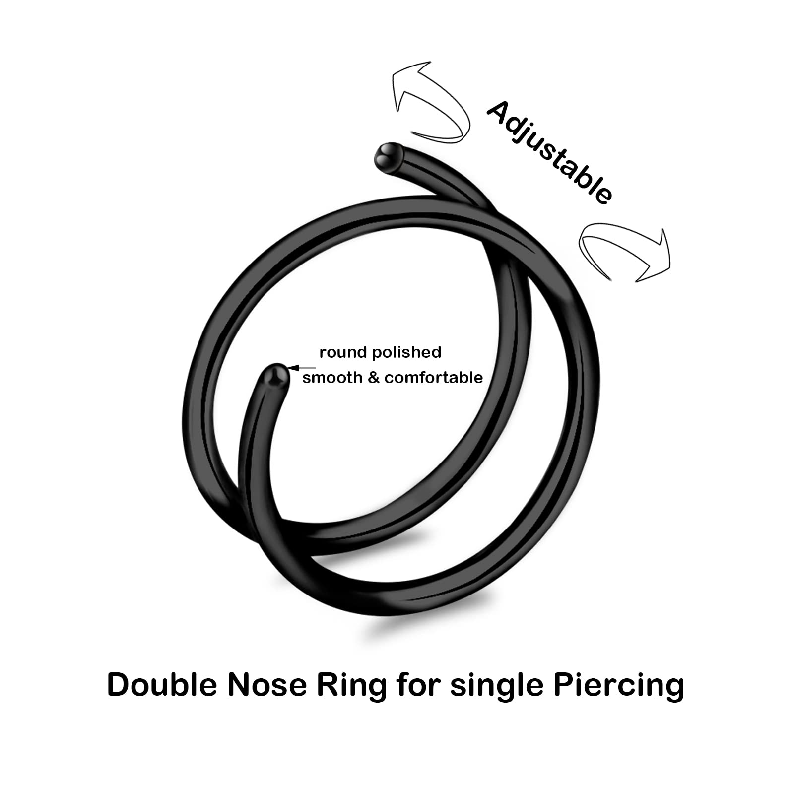 ONESING 5 Pcs 20G Double Hoop Nose Ring for Single Piercing Nose Rings Hoops Double Nose Rings for Women Nose Ring Hoop for Women Gold Nose Piercing Jewelry