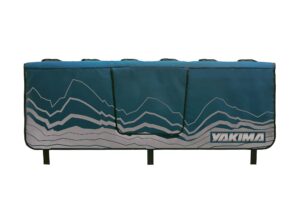 yakima gatekeeper full size truck bed large trunk tailgate bicycle rack pad with soft felt backing, cradles, and buckles for 6 bikes, cascade blue