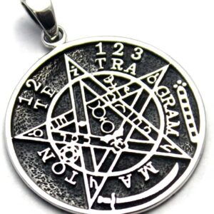 COSUMOSU 925 Sterling Silver tetragrammaton Pentacle Star Pendant Charm Eliphas Levi's Pentagram, Snake, smoke, Flower (Tetragrammaton L)