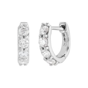 welry 1/5 cttw diamond 7mm huggie hoop earrings in 10k white gold