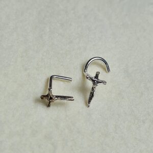 18g, 20g Cross Earrings/Nose Stud sterling silver nose stud/nose screw, Jewelry Nose Stud, Body Piercing Jewelry, Nose Piercing, Body Jewelry (20g L Bend)