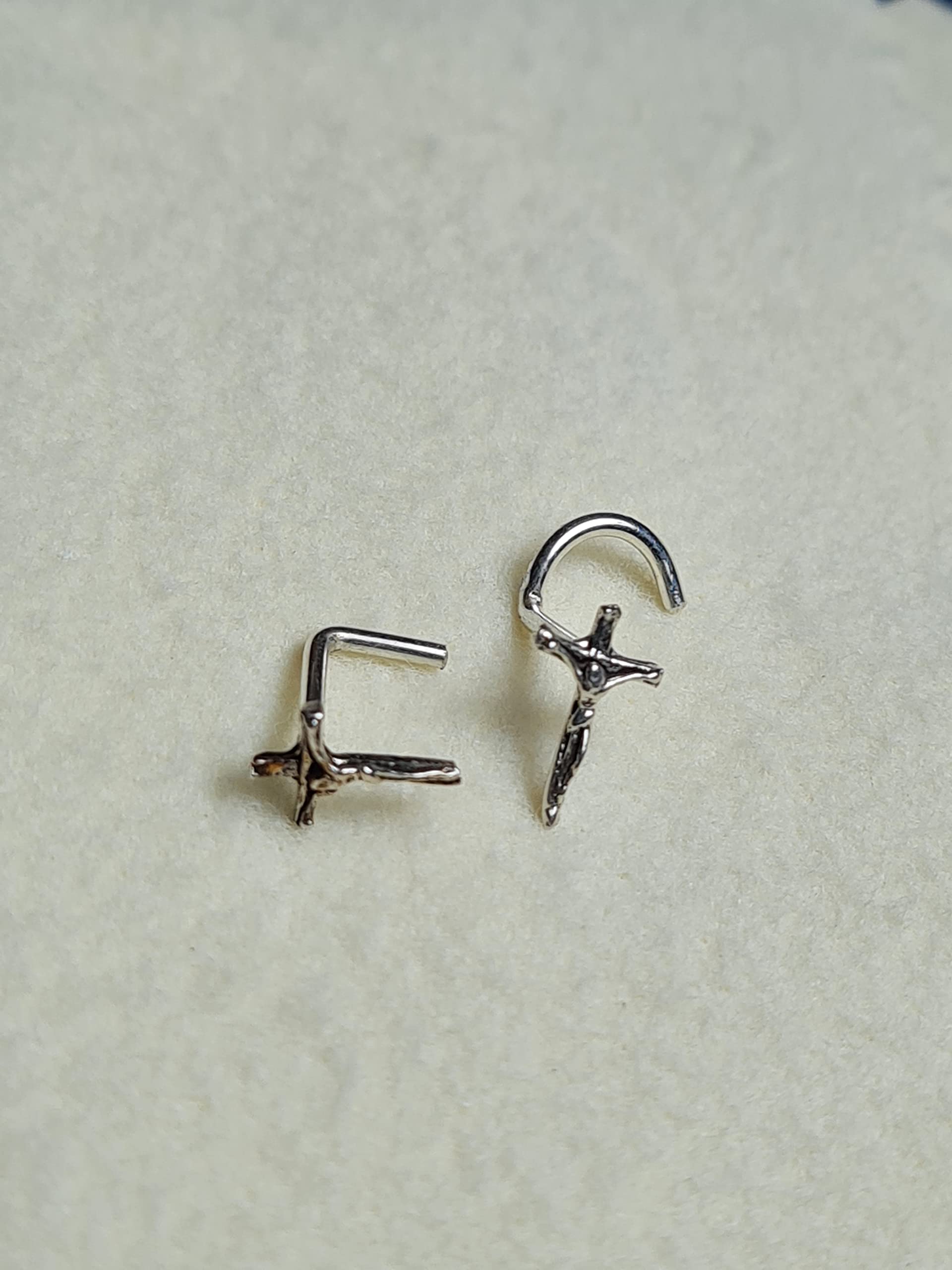 18g, 20g Cross Earrings/Nose Stud sterling silver nose stud/nose screw, Jewelry Nose Stud, Body Piercing Jewelry, Nose Piercing, Body Jewelry (20g L Bend)