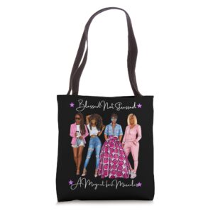 blessed melanated black womens not stressed sassy queens tote bag