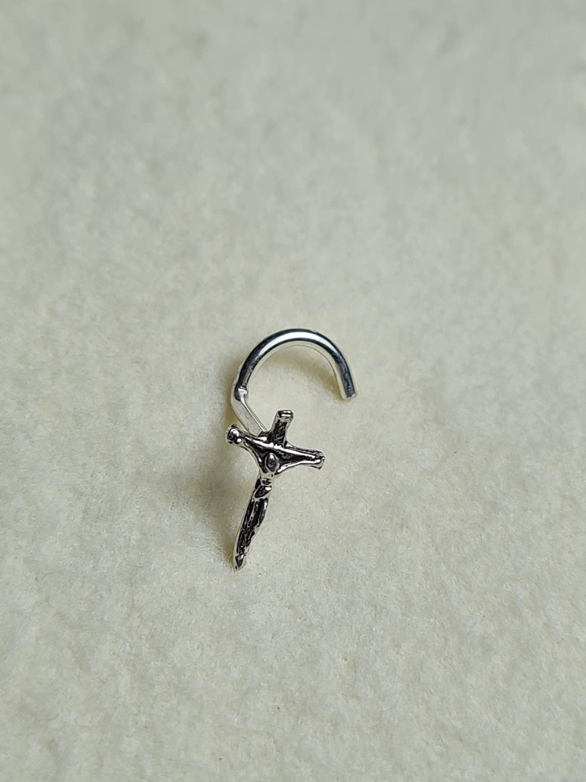 18g, 20g Cross Earrings/Nose Stud sterling silver nose stud/nose screw, Jewelry Nose Stud, Body Piercing Jewelry, Nose Piercing, Body Jewelry (20g L Bend)