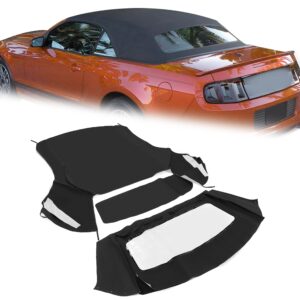 kojem convertible soft top compatible with 1994-2004 ford mustang sailcloth vinyl roof with plastic window black foldable