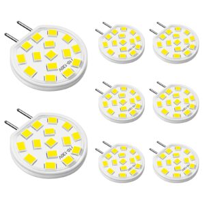 g8 led bulb dimmable 3w disc puck light bulbs 20w-25w halogen bulb equivalent, t4 jcd type bi-pin base, 120v daylight white 6000k for under counter kitchen lighting, under cabinet light (8 pack)