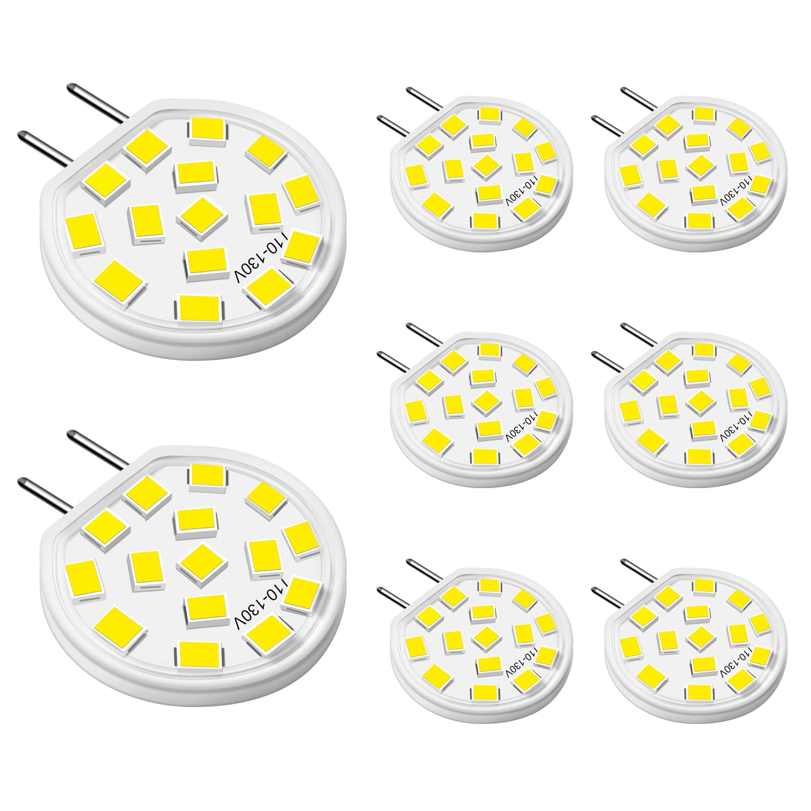 G8 LED Bulb Dimmable 3W Disc Puck Light Bulbs 20W-25W Halogen Bulb Equivalent, T4 JCD Type Bi-Pin Base, 120V Daylight White 6000K for Under Counter Kitchen Lighting, Under Cabinet Light (8 Pack)