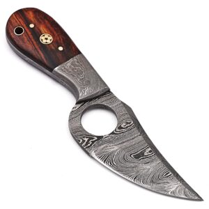 armory replicas dewdrop skinning knife | damascus steel full tang deer skinner knife with finger hole