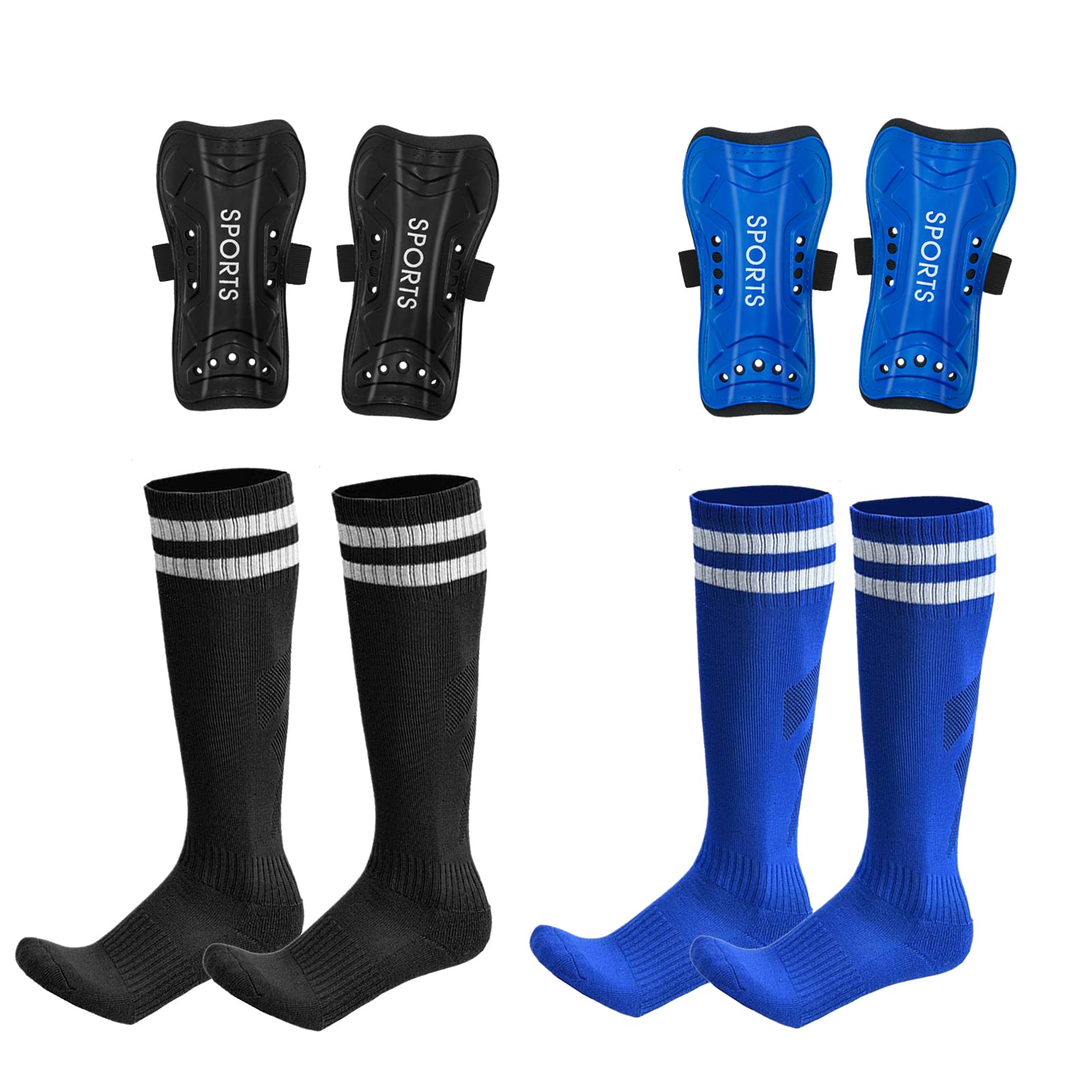 AITUSI Soccer Shin Guards for Kids Youth, Shin Pads and Long Soccer Socks for 3-15 Years Old Boys Girls Toddler Children Teenagers, Soccer Equipment for Football Games