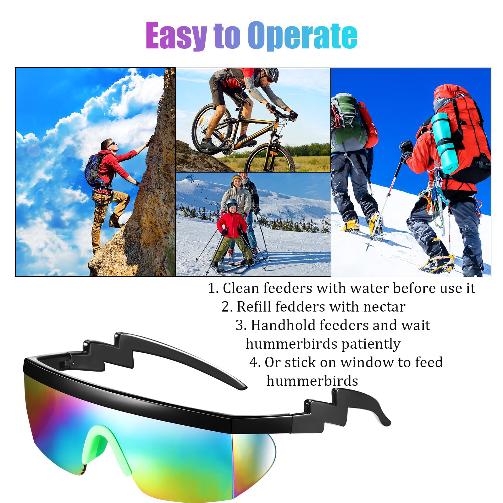 3 Pairs Neon Retro Semi Rimless Sunglasses 80s 90s Zigzag Sunglasses Colored Transparent Lens Sun Glasses for Men Women (Bright Color)