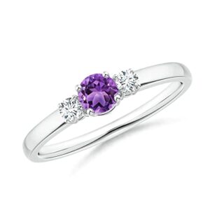 carillon three stone round cut 0.50 ctw amethyst gemstone 925 sterling silver women engagement ring jewelry (sterling silver, 5)