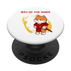 funny shiba inu uni japenese hunting dog way soldier sword popsockets swappable popgrip