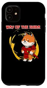 iphone 11 funny shiba inu uni japenese hunting dog way soldier sword case