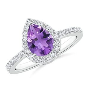 Carillon Pear Amethyst 1.50 Ctw Natural Gemstone 925 Sterling Silver Women Valentine Day Ring Jewelry GIFT FOR HER (Sterling Silver, 8)